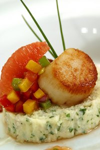 Brandade with Seared Scallops and a Grapefruit Relish - Clearwater